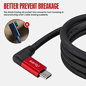 RIITOP USB C to C Cable 100W [10ft], USB 3.1 C (Gen 2) Cable [Angled] with E-Marker, up to 100W PD Charging, 10Gbps Data, 4K Video, Compatible with MacBook Pro, Oculus Quest 2, USB C Monitor Display