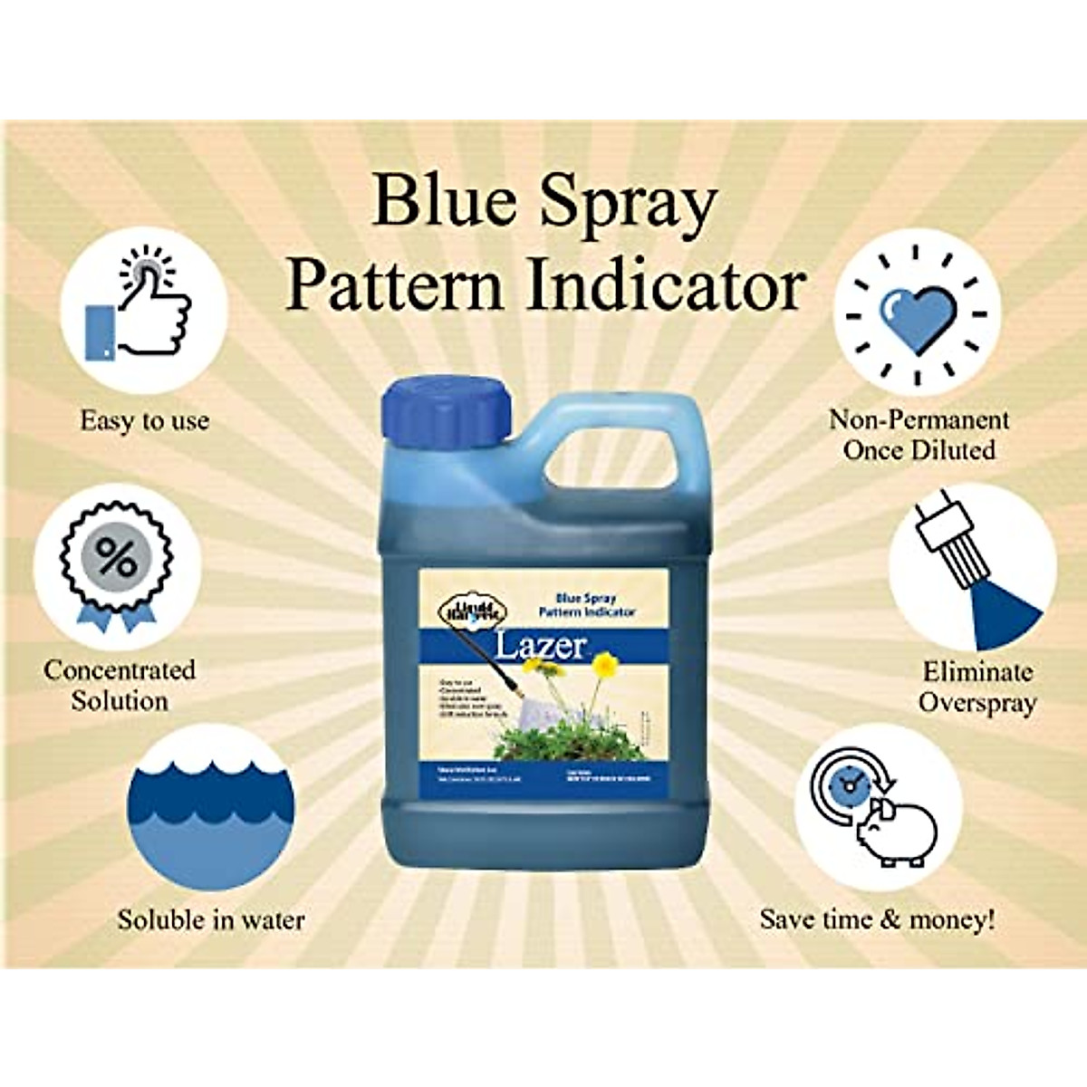 Liquid Harvest Lazer Blue Concentrated Spray Pattern Indicator - 16 Ounces