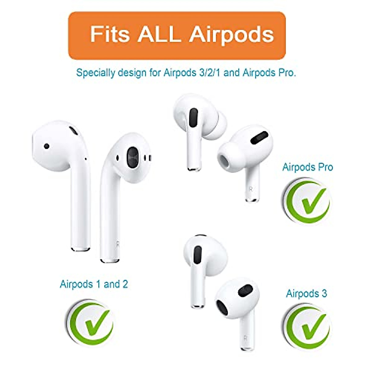 Ear Hooks for AirPods 3, 3 Pairs Professional Anti-Drop Silicone Earbuds Tips Hook Compatible with Apple AirPods 1 & 2 & 3 and AirPods Pro (2W1B)
