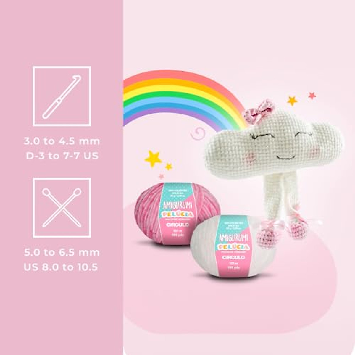 Circulo - Amigurumi Pelucia Yarn, Special Velvet Chenille Yarn for Amigurumi and Blanket, 144 yds, Worsted (8797 - Steel)