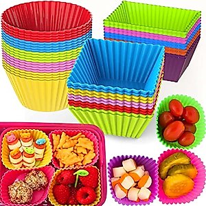 XANGNIER Silicone Lunch Box Dividers,40 Pcs Silicone Cupcake Liners,Silicone Muffin Cups,Bento Box Accessories for Kids