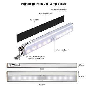 CCBASEBALL Motion Activated RV Step Lights, 10 LED Battery Operated Motorhome Motion Sensor led Light Strip, Magnetic Night Light Bar for Motorhome Travel,Travel Trailers, Camper (2 Pack)