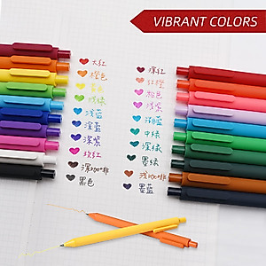 Kaco PURE Retractable Colored Gel Pens 20 Pieces Colorful Barrels Multi-color Ink Fine Point 0.5mm