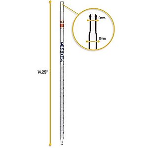 EISCO Serological Pipette, 10ml - Class A, Tolerance ±0.050ml - Blue Graduations - Color Code, Orange - Calibrated for Delivery to Jet - Borosilicate Glass