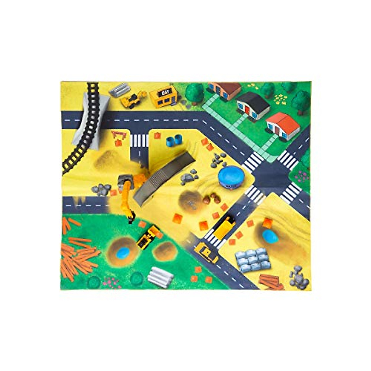 CAT Construction Toys, CAT Little Machines Vehicles Play Mat with Collectible Construction Vehicles, Sensory Toys for Kids Ages 3 and up