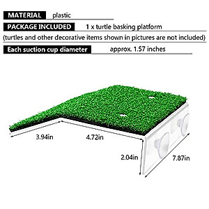 La La Pet® Creative Floating Tortoise Basking Platform with Artificial Grass & Ramp Turtle Resting Terrace Reptile Climbing Platform for Aquarium and Fish Tank Decor (L)