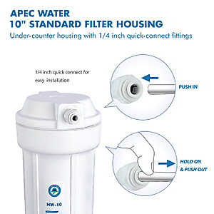APEC Water Systems HW-10-A 10" White Standard Filter Housing with 1/4" John Guest Fittings
