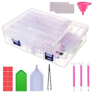 Diamond Painting Storage Containers, 64 Slots Diamond Storage Case, Diamond Art Organizer, Diamond Painting Accessories, Shockproof Jars for Jewelry Beads Rings Charms Glitter Rhinestones