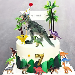 Dinosaur Birthday Decorations - Dinosaur Cake Toppers With Mini Hat - Funny Dino Cake Decoration Party Supplies Gift Ideas for Boys Girls Kids