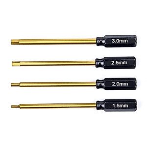 RC Hex Drill Bit 1.5mm 2.0mm 2.5mm 3.0mm Hex Screwdriver Tip RC Hobby Tools Kit for RC Helicopter Model(4PCS)
