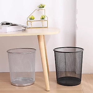 GOODSOFA 6 Gallon Mesh Trash Cans,12-Pack,Silver Metal Wire Wastebaskets, Small Waste Basket Black Trash Can,Small Garbage Can,Recycling Garbage Container Bin for Office,Home,Kitchen,School