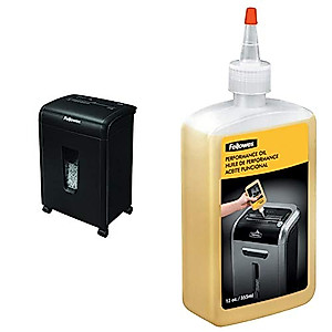 Fellowes 62MC 10-Sheet Micro-Cut Home and Office Paper Shredder with Safety Lock & Powershred Performance Shredder Oil, 12 oz. Extended Nozzle Bottle (35250)