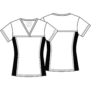 Scrubs for Women Workwear Revolution V-Neck with Knit Sides, Soft Stretch Plus Size WW2875, 2XL, Black