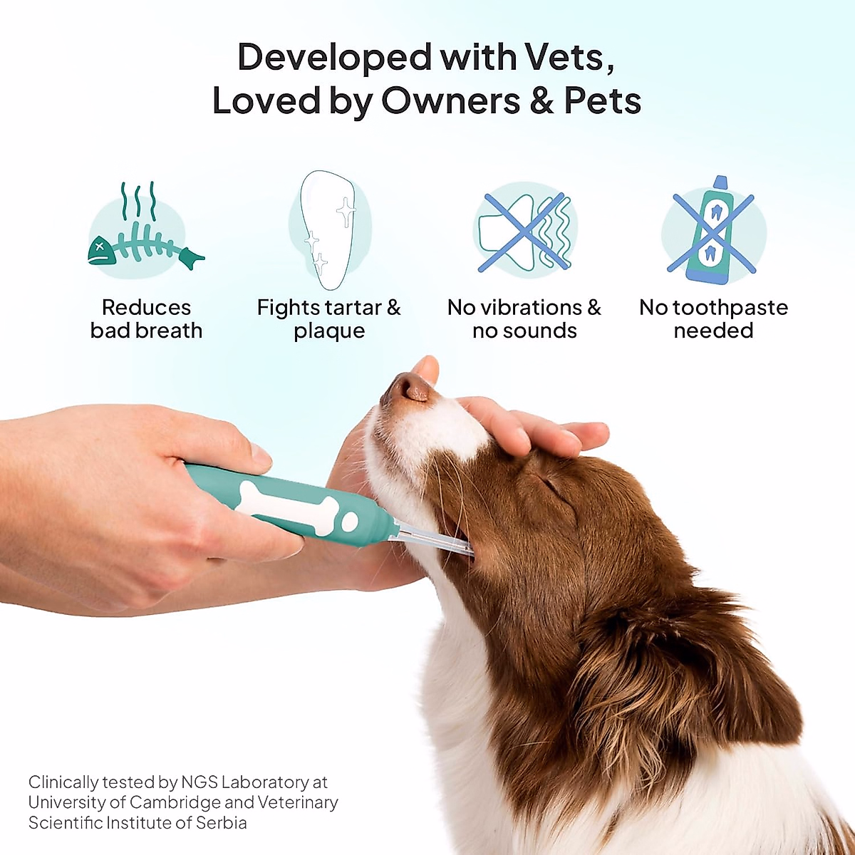 petsie Dog Toothbrush | Innovative Eletrolytic Technology | Improves Oral Health & Reduces Bad Breath | No Vibrations & Silent Dog Teeth Cleaning Brush | No Toothpaste Needed | Dog Teeth Cleaning Kit