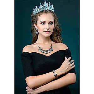 Velscrun Blue Crystal Birthday Tiara Crowns for Women Girls Elegant Princess Crown with Combs Birthday Girl Headband Sash Happy Birthday Party Decorations Birthday Gift Cake Topper Hair Accessories