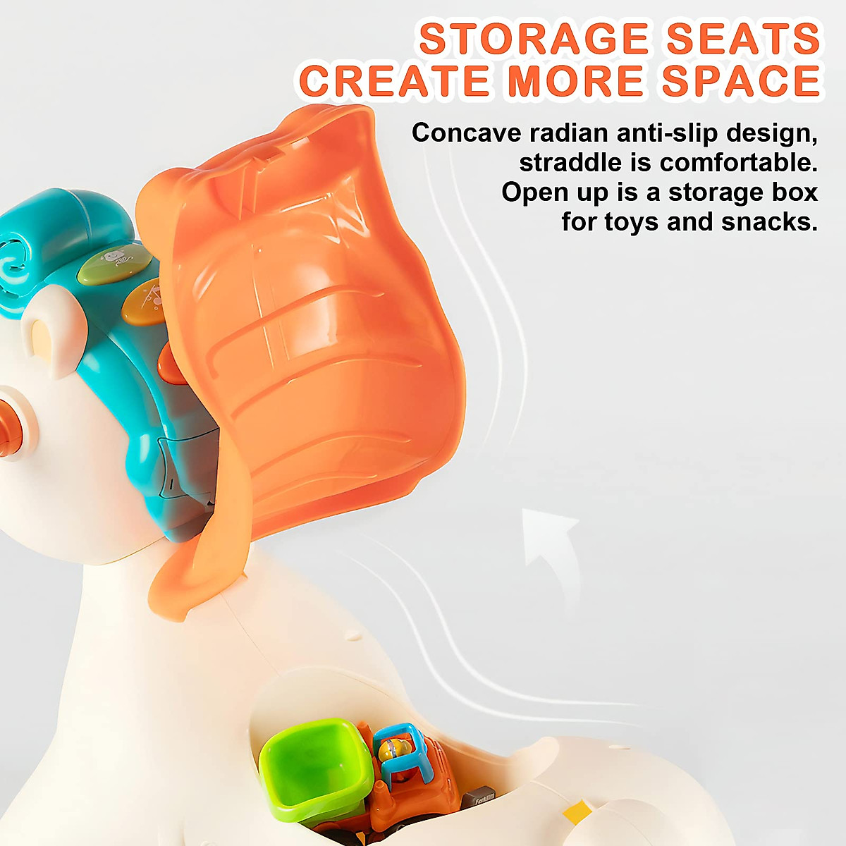 Hi-Tech Unicorn Rocking Riding Horse Toys for Kids, Puzzle Musical Light Educational Pony Ride Toddlers Toy (24.4" L x 11.4" W x 14.5" H) for Toddlers Boys Girls. (Pony Horse)