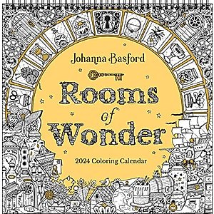 Johanna Basford 2024 Coloring Wall Calendar: Rooms of Wonder