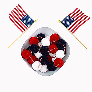 Zoe Frances Designs Patriotic Garland | Red White and Blue Garland | 4th of July Decorations | Pom Pom Garland for Independence Day, Labor Day, Veterans Day | Nautical Nursery Decor