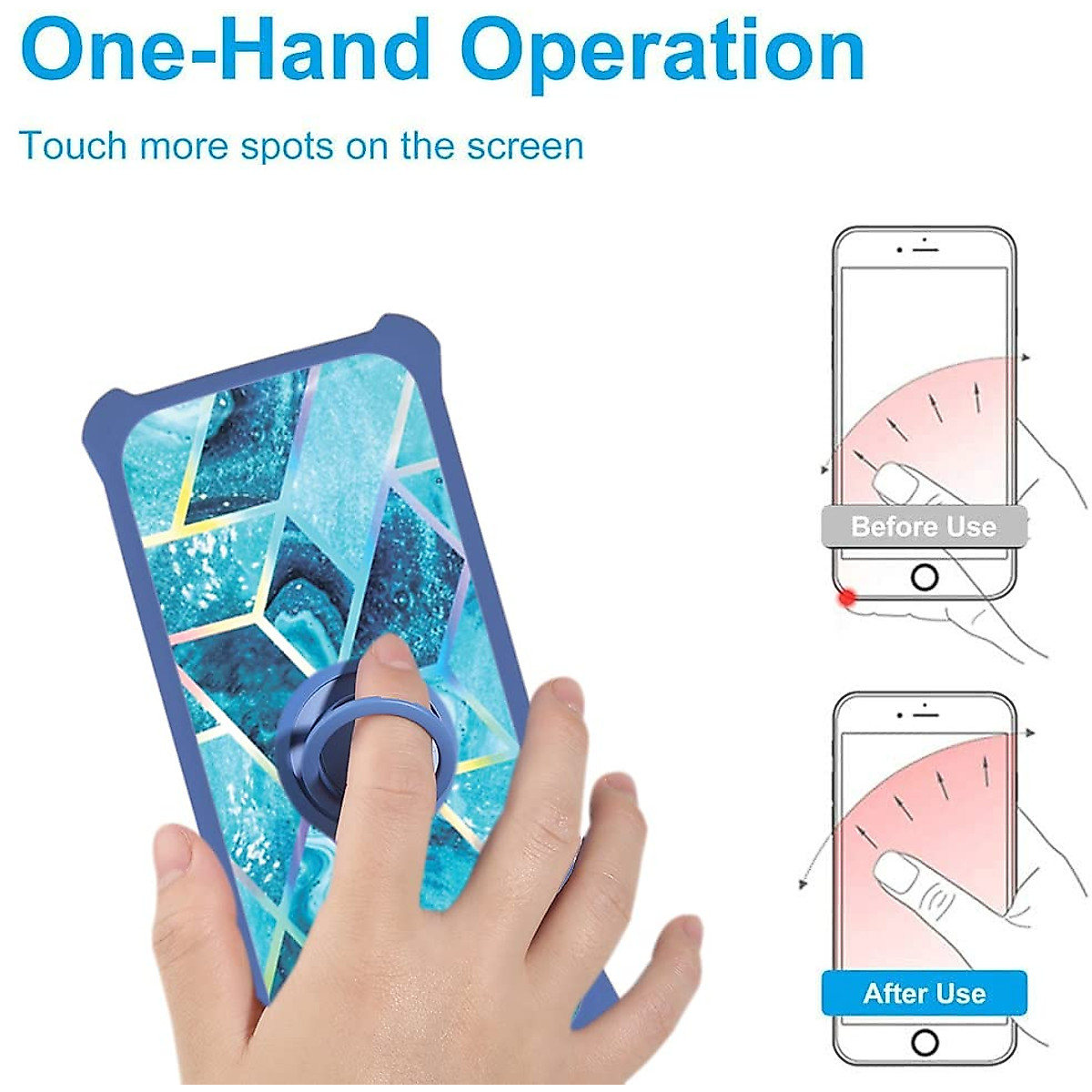 Case for Infinix Smart 7 Plus Case Compatible with Infinix Smart 7 Plus Phone Case Cover [with Tempered Glass Screen Protector][PC + TPU 2 in 1][Ring Support] [Colorful Reflect Light] IMDL-LS