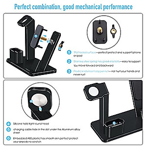 3 in 1 All Aluminum for Apple Watch Charger Stand,Airpods and iPhone Dock,Desk Charger Stand Dock Station for Apple iWatch/Airpods/iPhone/iPad/iPod, Apple Watch Charging Stand Holder (Black)