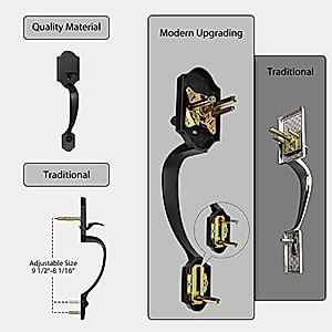 Haidms Front Door Handle Black, Entry Door Handle and Reversible Handle Lever,Single Cylinder Door Handle Set with Lower Half Lever for Left and Right Hand Door, Matte Black