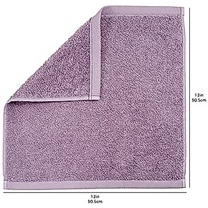 Amazon Basics Fast Drying, Extra Absorbent, Terry Cotton Washcloth, Pack of 24, Petal Pink, Lavender, White, 12" x 12"