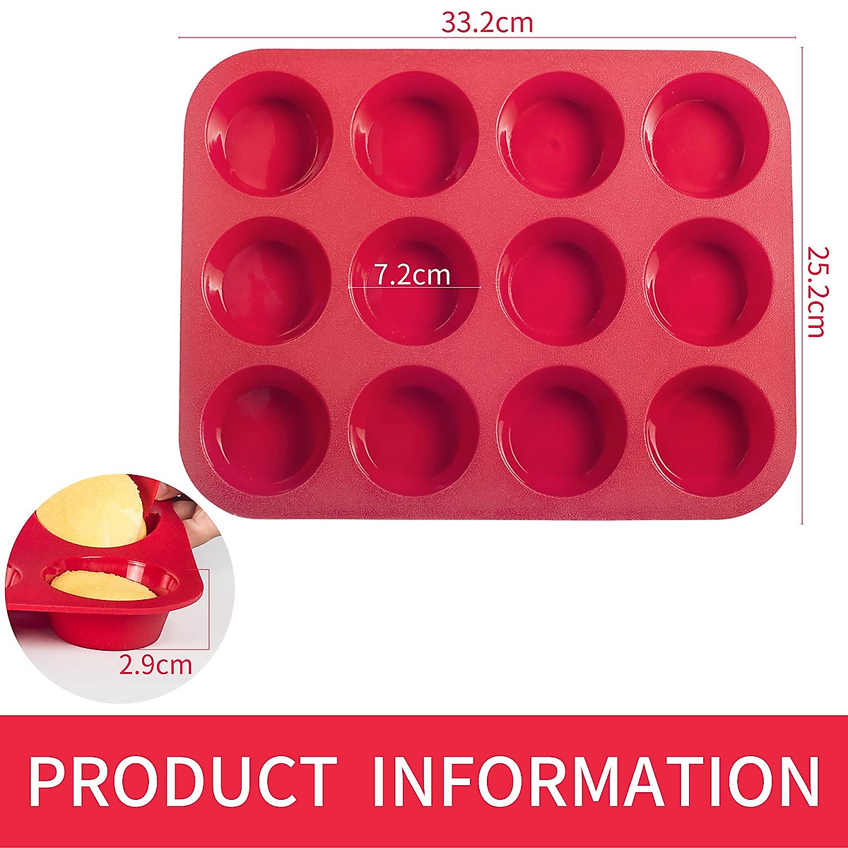 AIMLOT Muffin Pan Cupcake Set, Non-stick Silicone Muffin Pan for Making Muffin Cakes, Tart, Bread, BPA Free and Dishwasher Safe