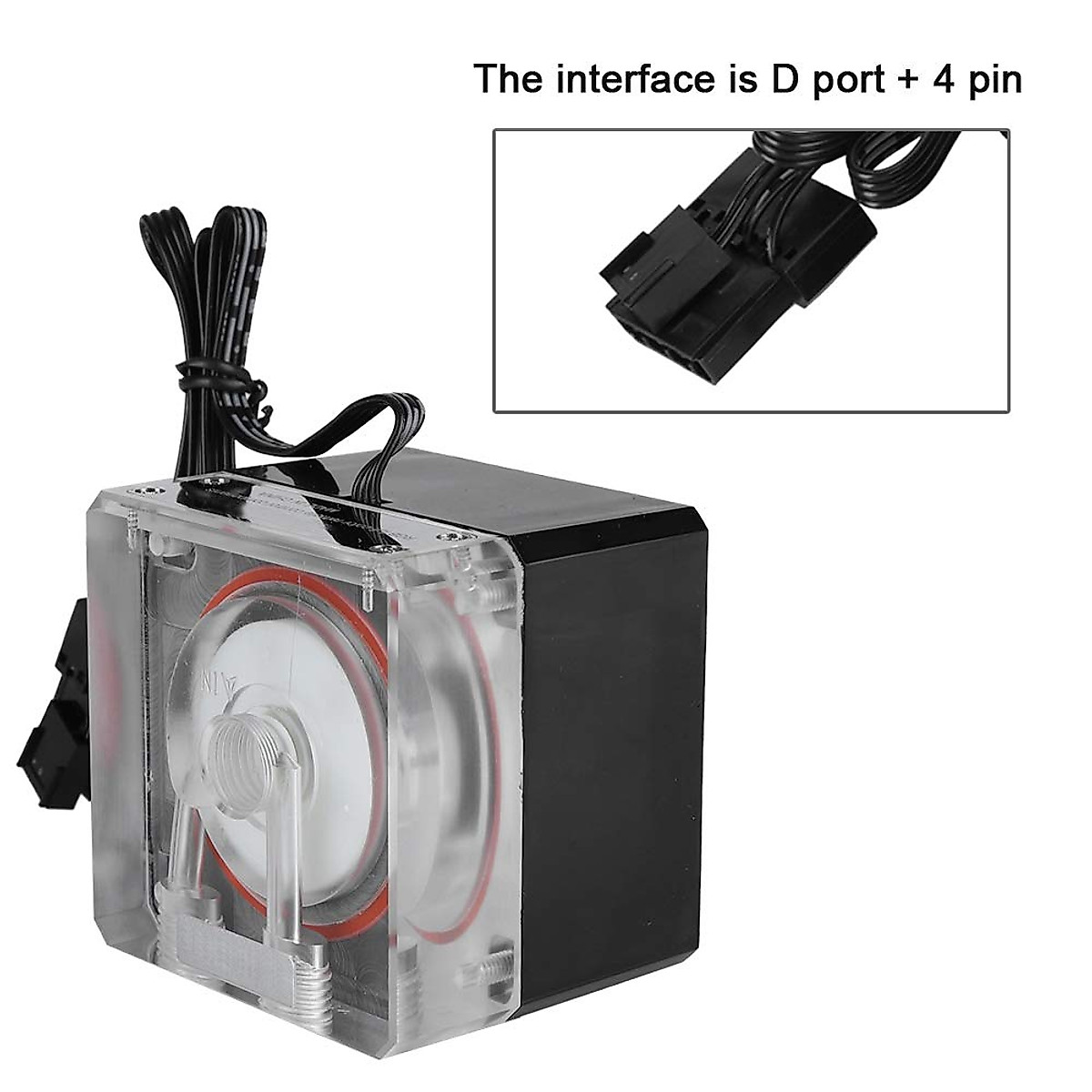 Mute Water Pump,PC Water Cooling Integrated Water Pump Support PWM Intelligent Control Speed,Universal G1/4 Threaded Pipe Connection,D Port + 4 Pin Interface