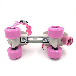 Kid's Children's Adjustable Speed Quad Roller Skates Shoes (Pink)