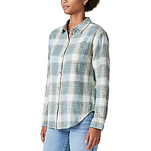 Lucky Brand Women's Oversized Boyfriend Pocket Shirt, Blue Plaid