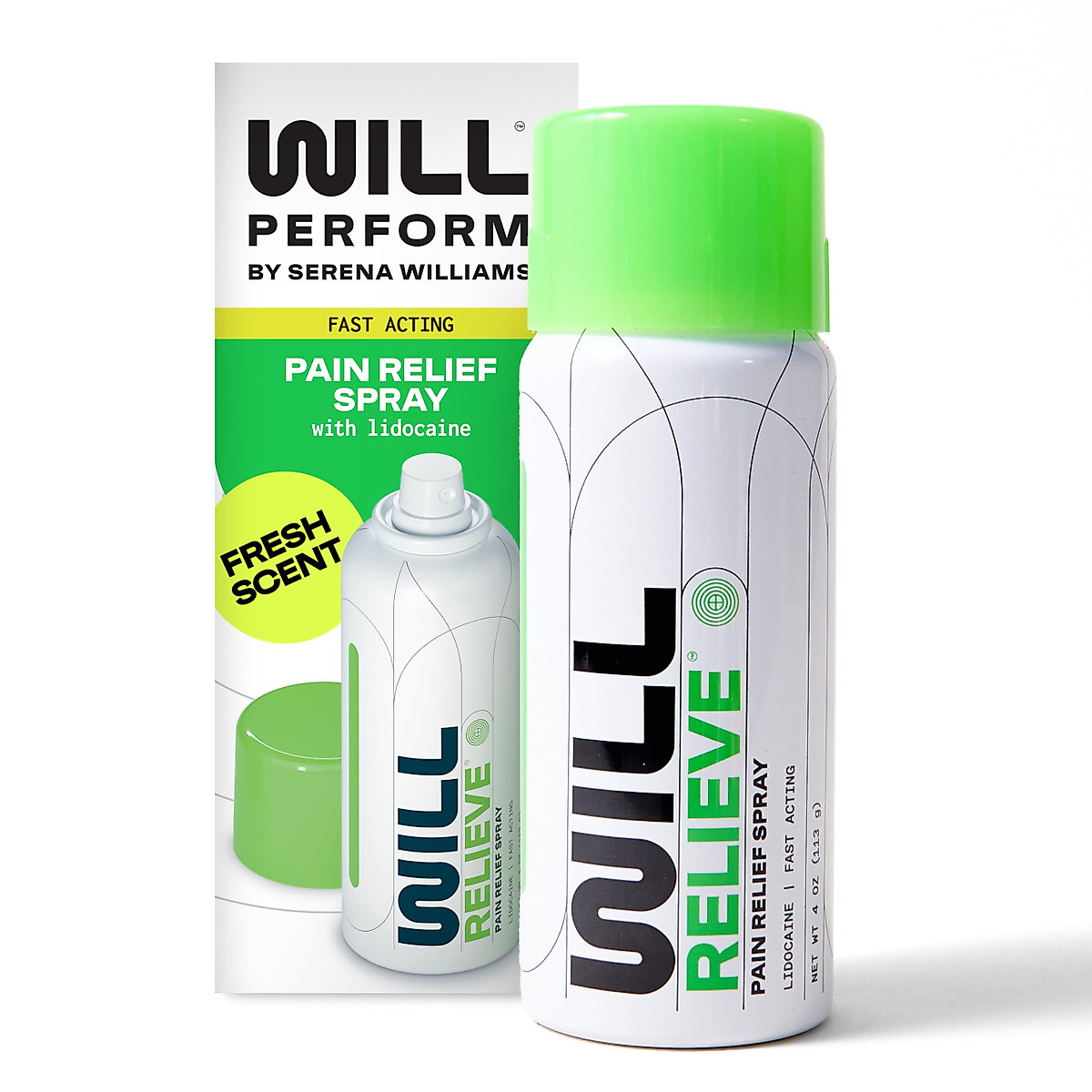 WILL PERFORM Fast Acting Pain & Itch Relief Spray by Serena Williams, Lidocaine Spray for Itch & Pain Relief with Arnica & Botanicals, Numbing Spray for Insect Bites, Knee, Back,4oz | HSA FSA Eligible