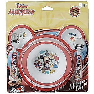 The First Years Disney Mickey Mouse Dinnerware Set - Toddler Plates and Toddler Utensils- 4 Count