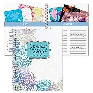 Cool Floral Card Organizer Book- Remember Special Days, Greeting Card Keeper, Softcover, 8" x 10", Spiral Bound