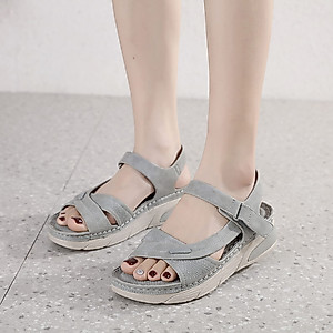 YTINGNICE Women's Comfortable Walking Sandals Summer Athletic Hiking Sandals Beach Outdoor Light Weight Water Sandals (Grey,US 7.5-8/EU 39)