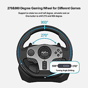 PXN V9 Gaming Steering Wheels, 270/900° Driving Sim Racing Wheel, with Racing Shifters Paddle, 3-pedal Pedals and Gear lever Bundle for Xbox Series X|S, PS3, PS4, PC, Xbox One, NS(Used - Like New)