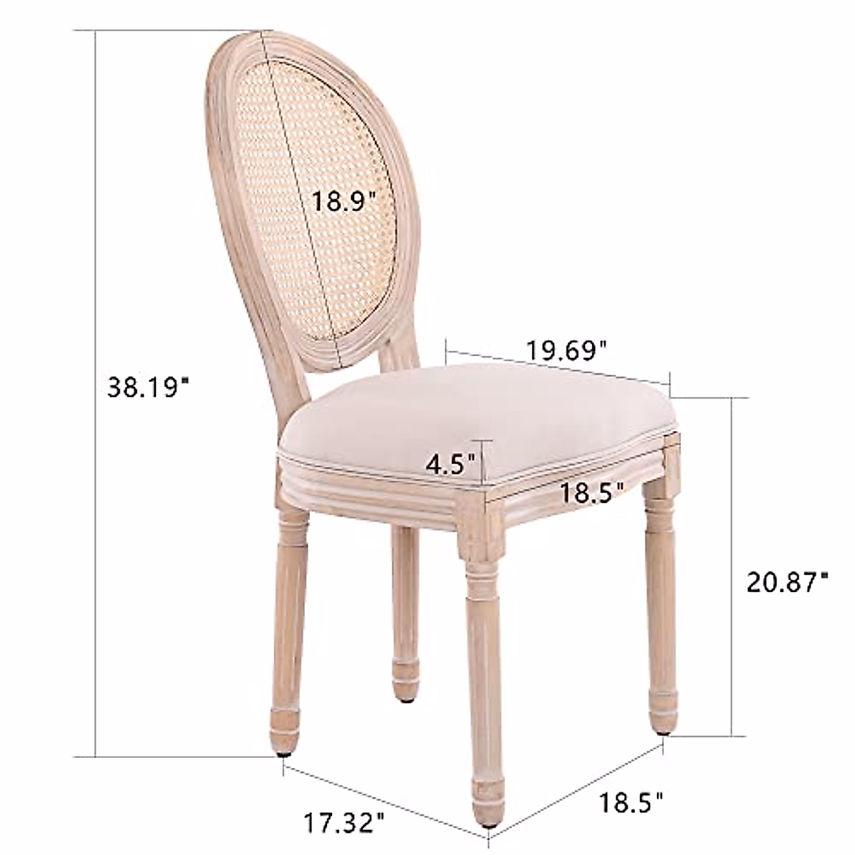 Henf French Country Dining Chairs Set of 2,Vintage Dining Chairs with Solid Wood Frame,Side Chairs Farmhouse Dining Chairs for Kitchen,Restaurant,Upholstered Dining Room Chair (Beige, Round Back)