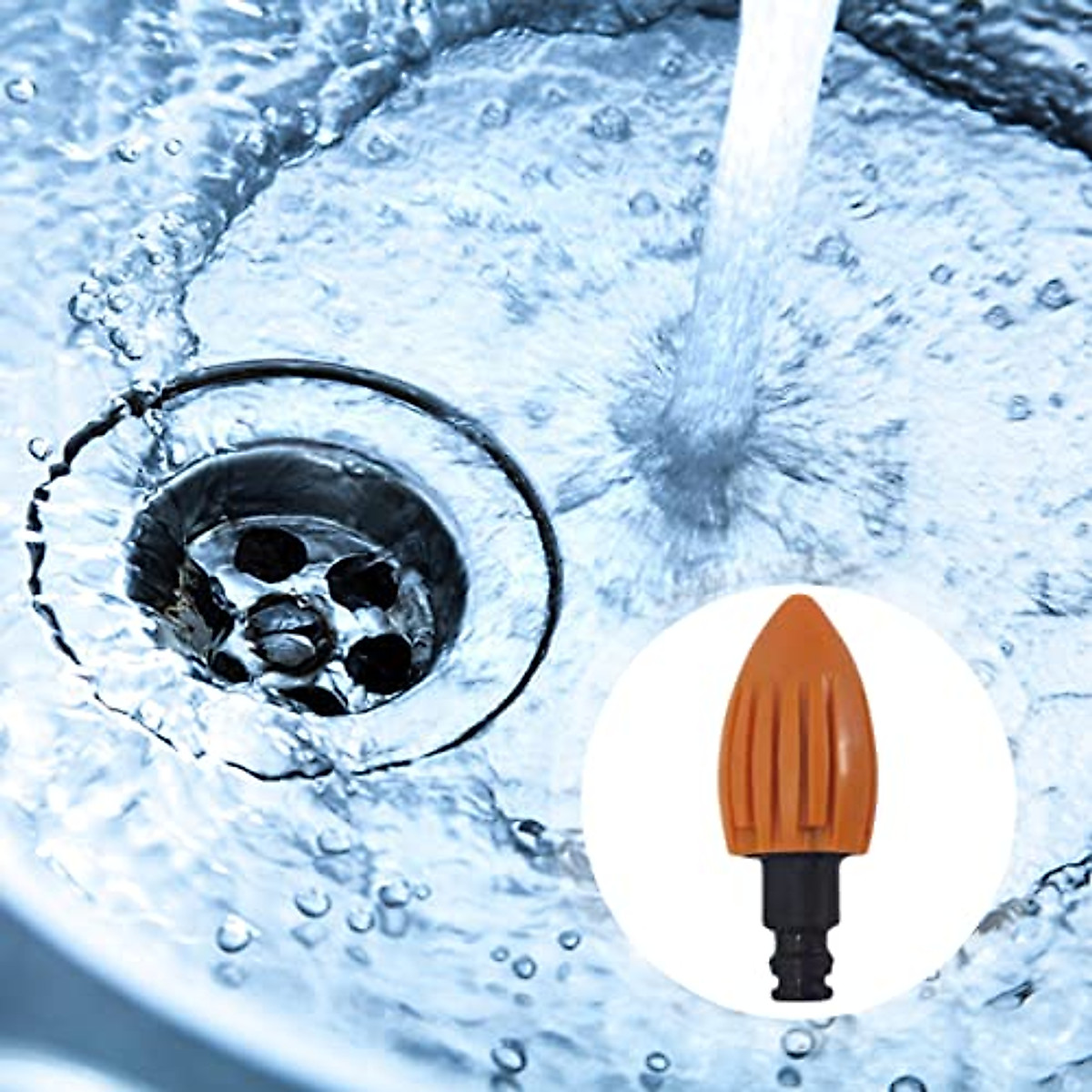 Angoily Head Garden Machine Accessories Clog Hose Black Flush Plastic Sewer Drain Connector Tools Orange Gutter Parts Water Flushing Nozzle Softer Washer Jetter Power Pressure Remover