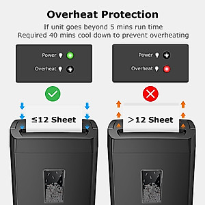 Bonsaii 12-Sheet Cross Cut Paper Shredder, 10-Minute 5.5 Gal Home Office Heavy Duty Shredder for Paper, Credit Card, Mails, Staples, with Transparent Window, High Security Level P-4 (C275-A)