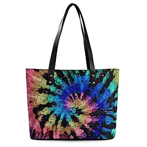 Womens Handbag Tie Dye Pattern Leather Tote Bag Top Handle Satchel Bags For Lady