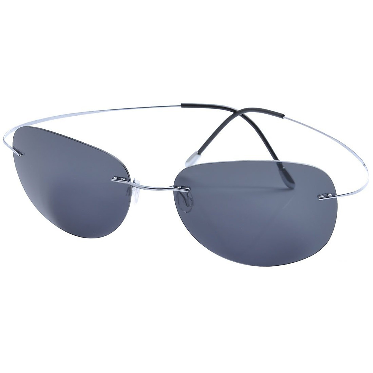 De Ding Mens rimless titanium polarized Sunglasses (silver, gray)