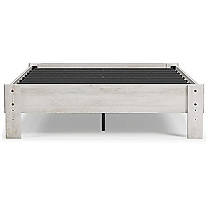 Signature Design by Ashley Shawburn Modern Farmhouse Platform Bed, Queen, Whitewash