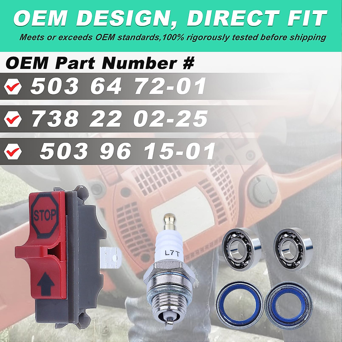 Chainsaw Cylinder Crankcase Muffle Gasket Oil Seal Crankshaft Ball Bearing 15pcs Kit for Husqvarna 362 365 371 372 372XP Replacement Parts with Washer, Clutch Piston Bearing Fuel Filter etc.