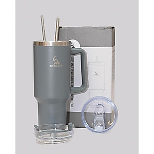 SIPSLEAK 40 Oz Tumbler with Handle and Straw – Stainless Steel Insulated Tumblers with 2 Lids, 2 Straws, Straw Brush – Portable and Reusable Coffee Tumbler Travel Coffee Mug Keeps Hot and Cold