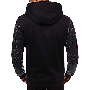Maiyifu-GJ Pullover Long Sleeve Hoodies for Men Printed Slim Fit Gym Hooded Sweatshirt Casual Sports Hoodie With Kanga Pocket (Dark Grey,Large)