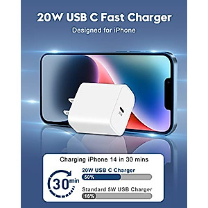 Apple Fast Charger [MFi Certified], 2Pack Apple Charger 10FT Long USB C to Lightning Cable (90 Degree) with 20W PD 3.0 USB C Wall Charger Fast Charging Block for iPhone 14 13 12 11 Pro Max XS XR, iPad