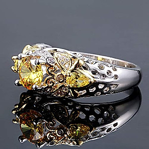 Phetmanee Shop 925 Silver Queen of Bee Butterfly Citrine Gem Ring Wedding Engagement Wholesale (6)