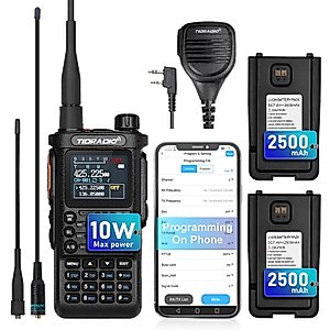 (2nd Generation) TIDRADIO 10W HighPower Ham Radio Handheld (TD-H8) with APP Wireless Programming,Long Range Two Way Radio with 2500mAh Large Battery (2pcs),USB-C Charger & Speaker Mic, Walkie Talkies