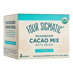 Mushroom Hot Cacao Mix by Four Sigmatic | Organic Reishi Mushroom Cacao Powder | Supports Stress & Sleep | Calm & Relax | Organic Cacao, Reishi, Cinnamon & Cardamom | Vegan & Gluten-Free | 10 Count