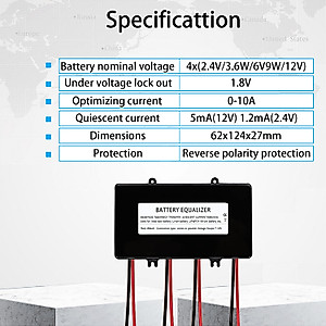 iSunergy Battery Equalizer 48V - Max 4 x 12V Battery Voltage Balancer for Gel Flood AGM Lead Acid Lithium Battery (HA02 Balancer)