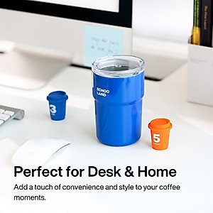 SaturnBird 12 oz Coffee Mug with Lid, for Cold & Hot Drinks, Vacuum Insulated Stainless Steel Coffee Tumbler for Cold & Hot Drinks, Reusable Double-Wall, BPA-Free, Ocean Blue (NO.3)